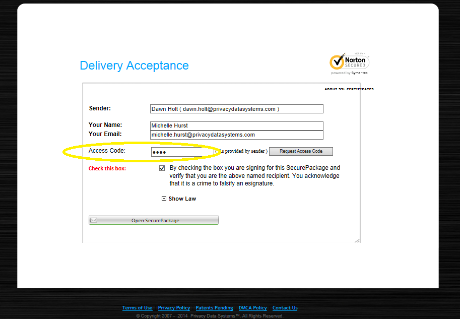 Access Code adds an enhanced layer of security protection.